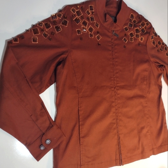 Bob Mackie | Jackets & Coats | Vintage Bob Mackie Rust Bejeweled Jacket ...